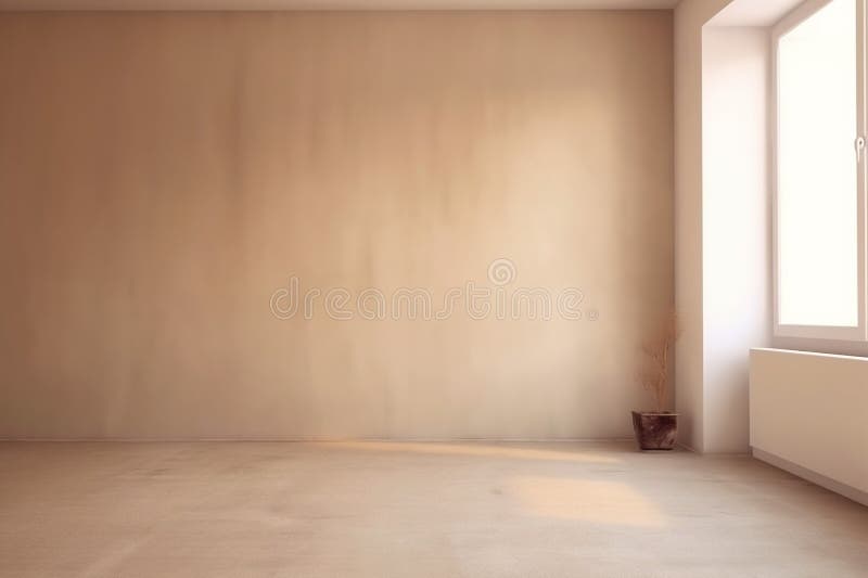 Light Texture Wall Beige Plaster Design Blank Window Room Minimal ...