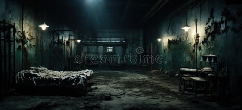The Room in the Prison is Dark and the Light is on Stock Image - Image ...