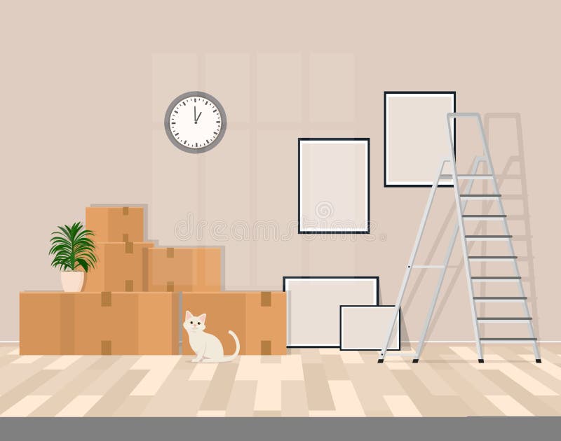 Room in the Process of Moving. Vector Illustration. Stock Illustration ...