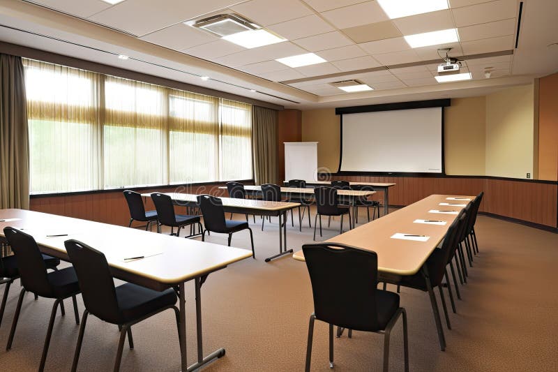 Room with Projector and Screen for Presentation or Training Stock ...