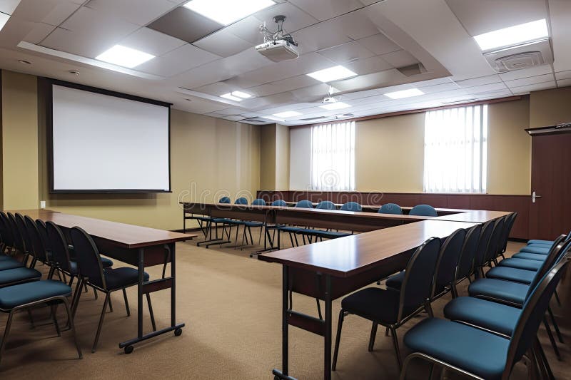 Room with Projector and Screen for Presentation or Training Stock ...