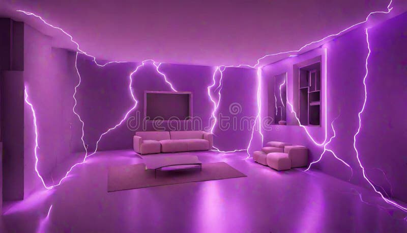 Room with purple ambient stock illustration. Illustration of purple ...