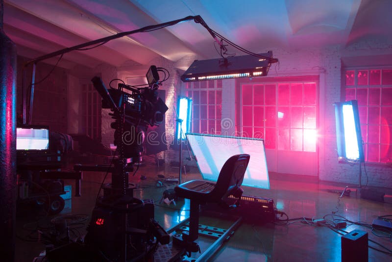 Room with Equipment for a Film Stock Image - Image of broadcast ...