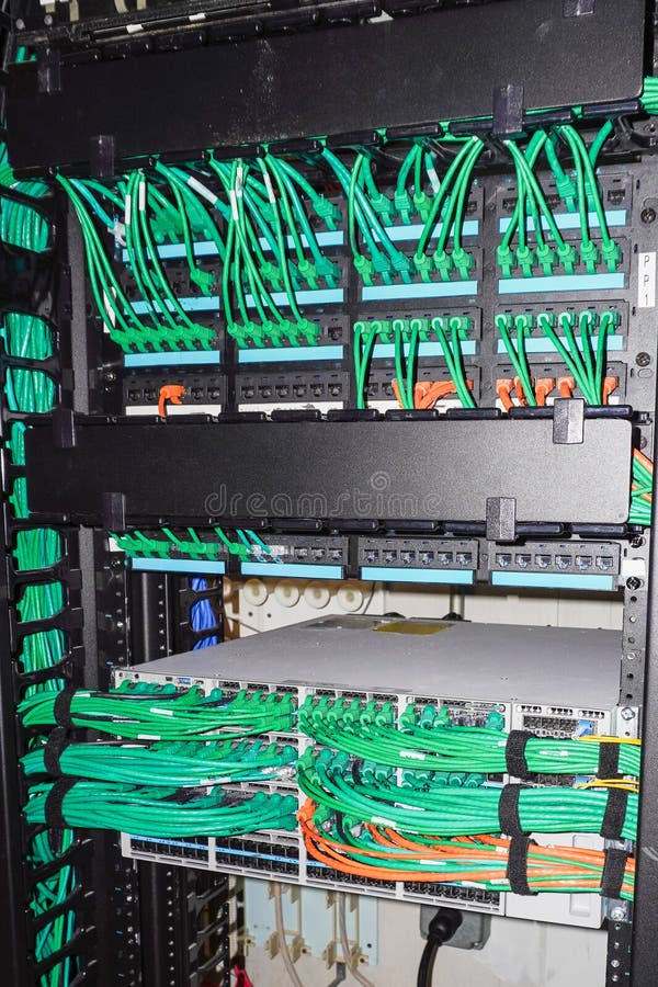 It Room Rack with Server Equipment and Cables Stock Image - Image of ...