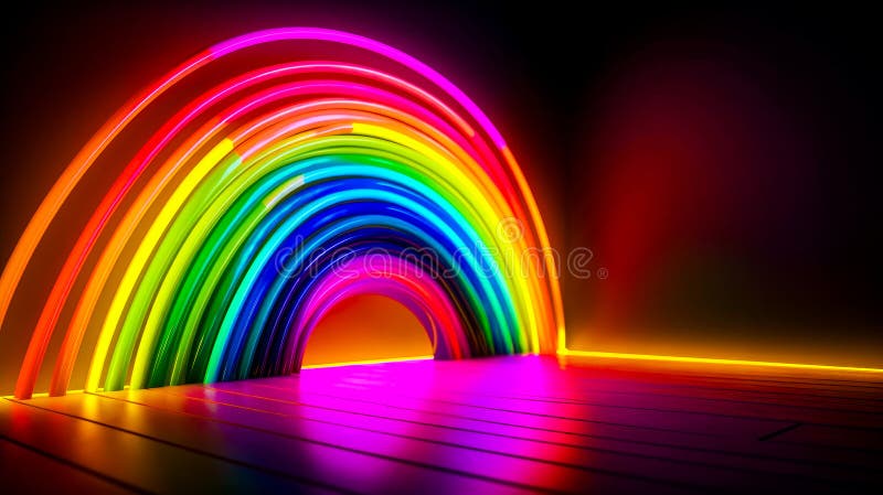 Room with Rainbow Colored Wall and Floor. Generative AI Stock ...