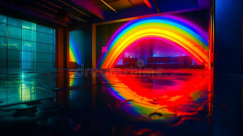 Room with Rainbow Colored Wall and Floor. Generative AI Stock ...