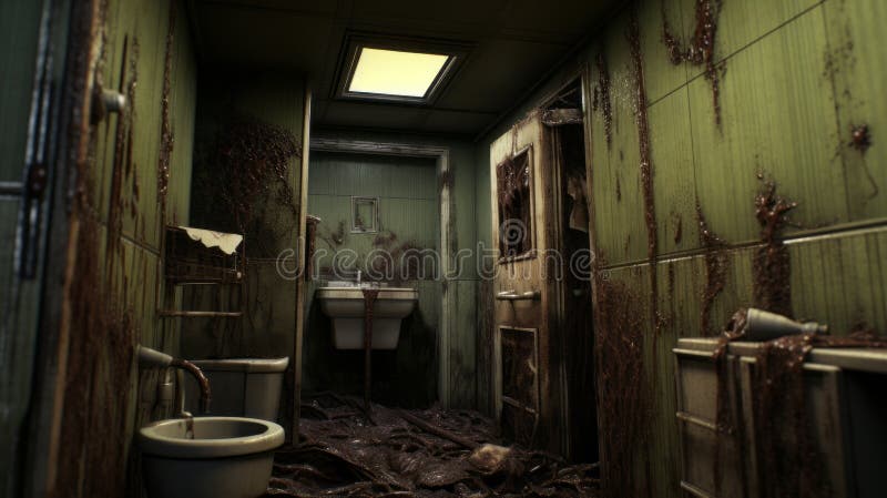 Creepy Maya Rendered Bathroom with Apocalyptic Vibes Stock Illustration ...