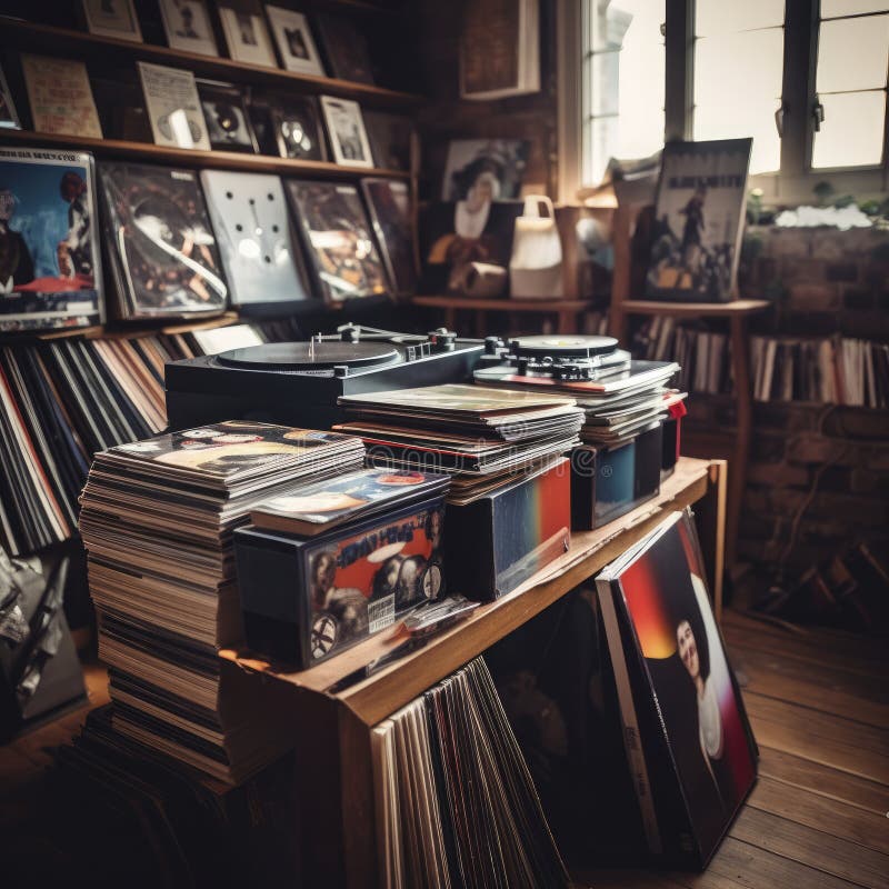 A Room with a Record Collection Stock Illustration - Illustration of ...