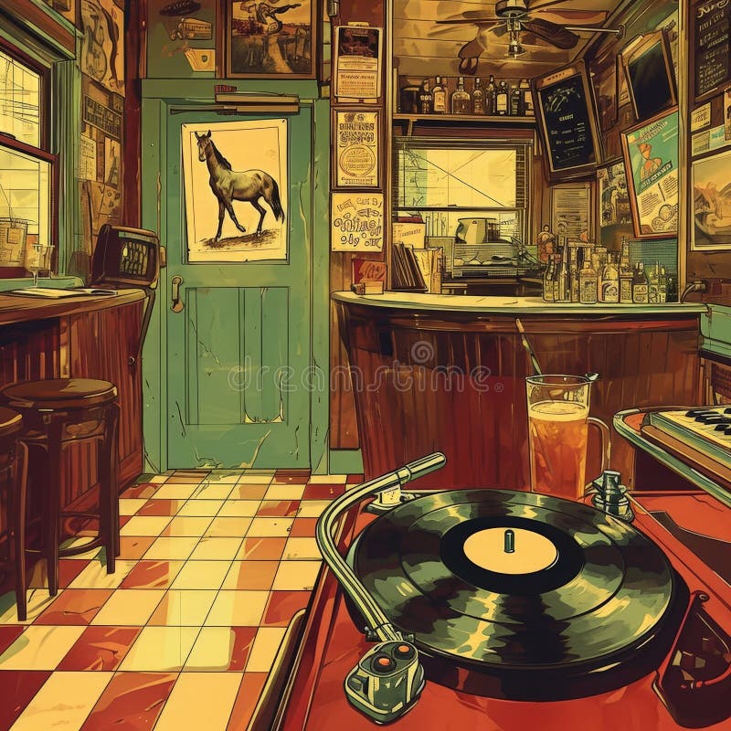 A Room with a Record Player and a Bar Stock Photo - Image of fashion ...