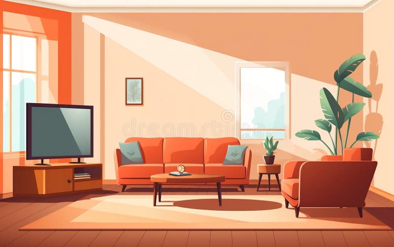 Room for Relaxation Illustrated Spacious Living Area. Generative AI ...