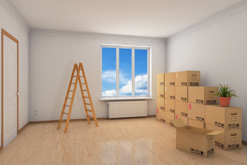 Room during Relocation with Moving Stock Illustration - Illustration of ...