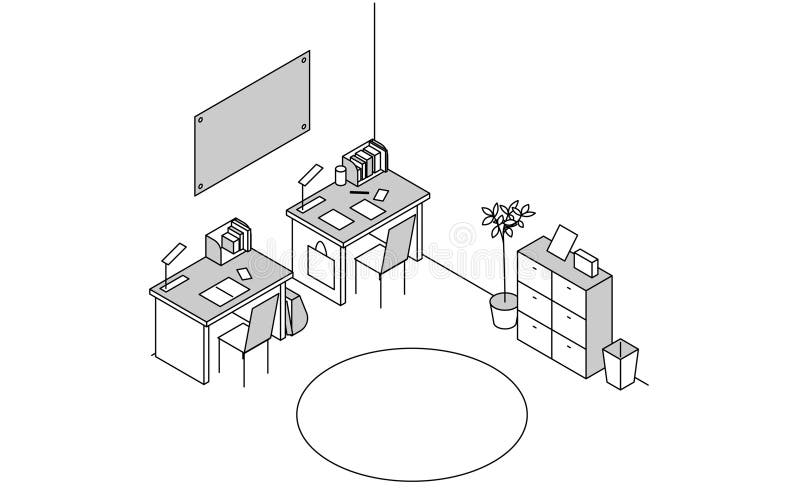 Room for Rent: Children S Room, Simple Isometric with Two Study Desks ...