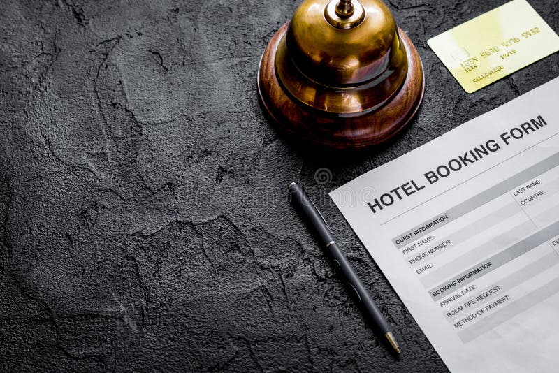 Reservation Form on Hotel Reception Desk Background Stock Photo - Image ...