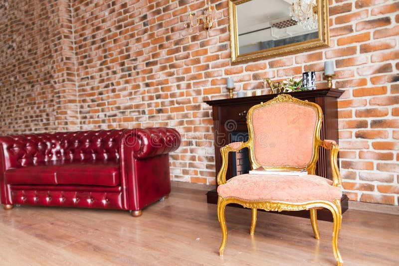 Room in Retro Style and in Brown Tones. Stock Image - Image of antique ...