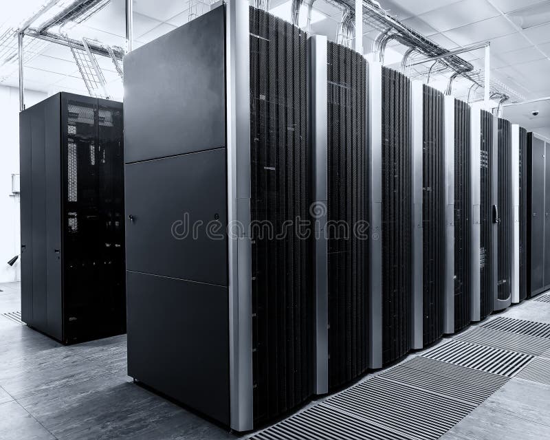 Inside View of Empty Rack Modern Supercomputer Data Center Stock Photo ...