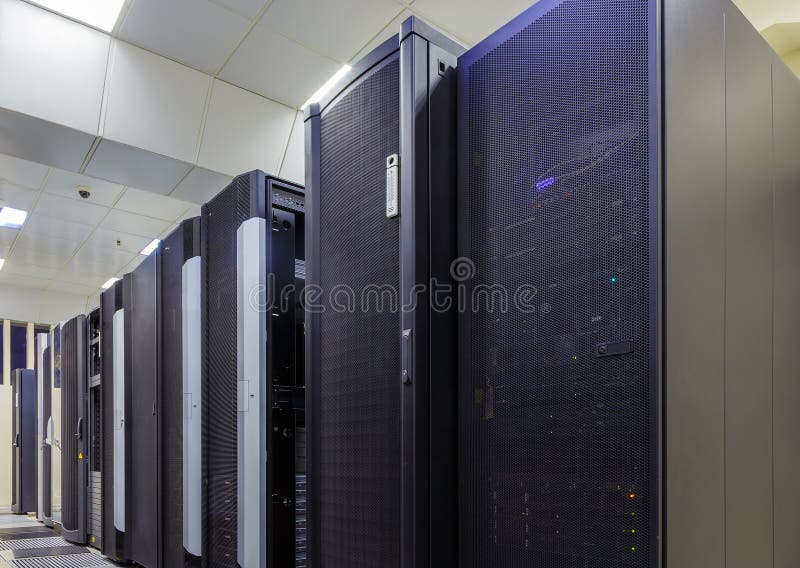 Room with Rows of Server Hardware in Data Center Stock Image - Image of ...