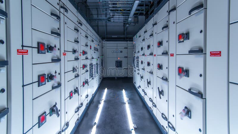 Room with Rows of Server Hardware in Data Center Timelapse Stock Photo ...
