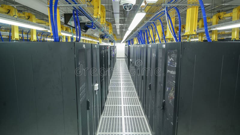 Room with Rows of Server Hardware in Data Center Timelapse Hyperlapse ...