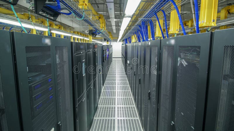 Room with Rows of Server Hardware in Data Center Timelapse Hyperlapse ...