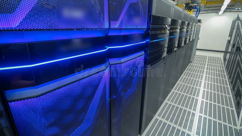 Room with Rows of Server Hardware in Data Center Timelapse Hyperlapse ...