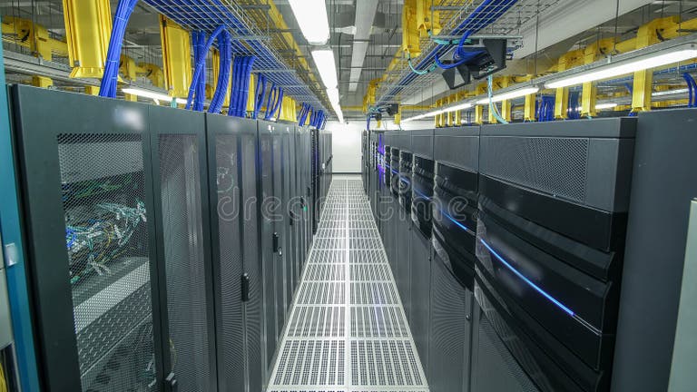 Room with Rows of Server Hardware in Data Center Timelapse Hyperlapse ...