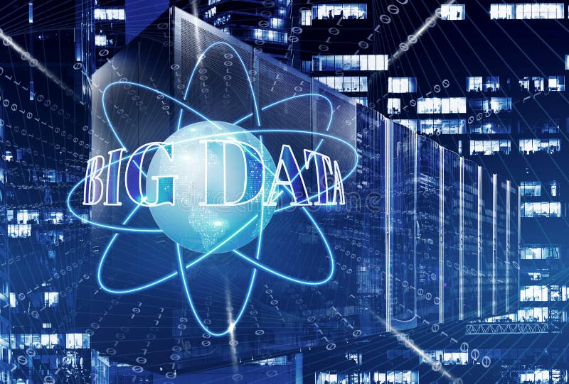 Room with Rows of Server Hardware in the Data Center World Globe on ...