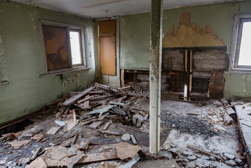 Room in a ruined house stock photo. Image of place, inside - 90277444