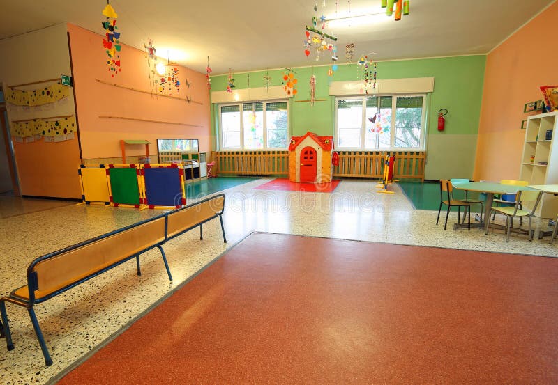 Room of a School for Kids without People Stock Photo - Image of wide ...
