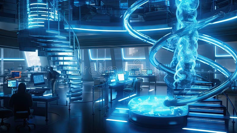 A Room with a Science Reactor and a Blue Light Stock Illustration ...