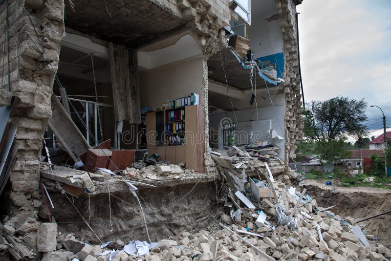 Room Sections in the Half-destroyed Building Stock Image - Image of ...