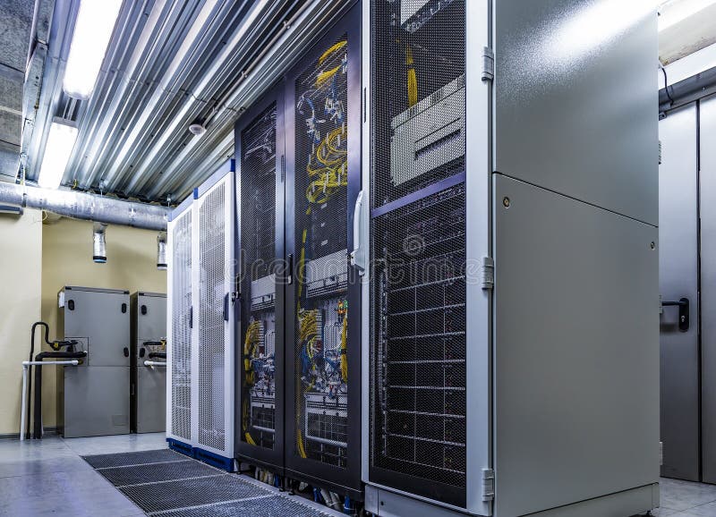 Room with Server Rack of Hardware, Cloud Storage in Big Data Center ...