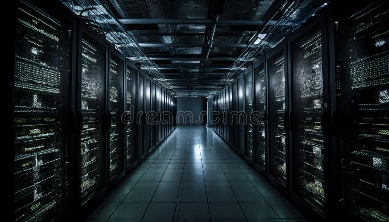 Server Rack in a Data Centre Server Rack in a Data Center Room with ...