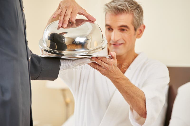Room Service Bringing Food in Hotel Room Stock Image - Image of smile ...