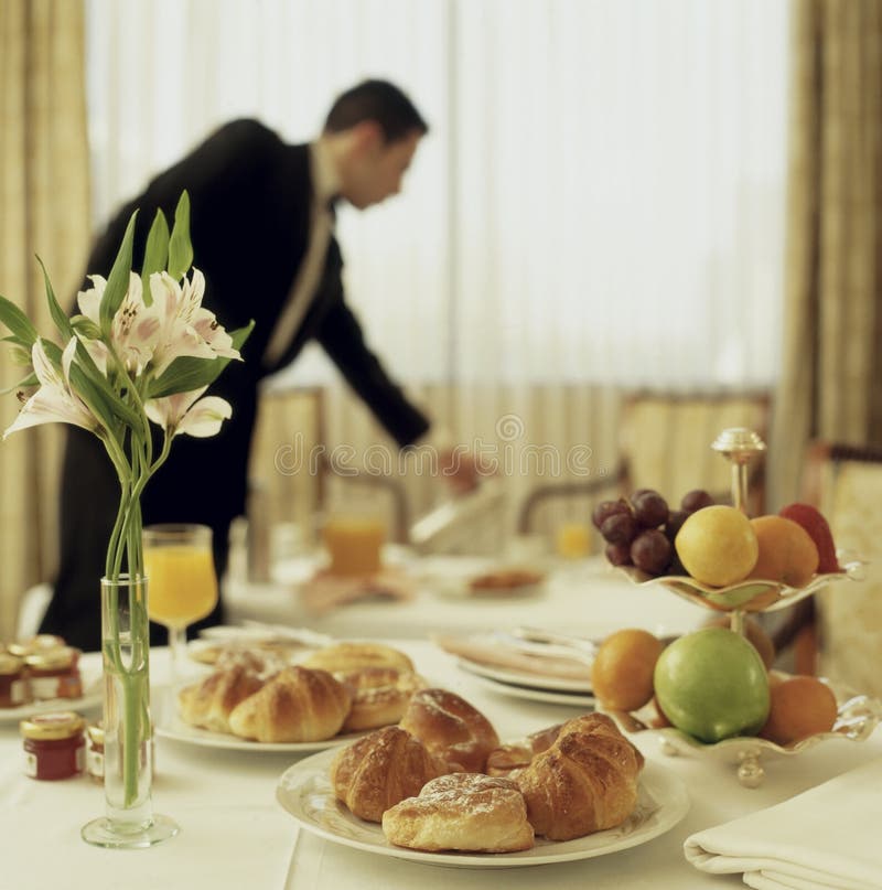 Room Service Continental Breakfast Stock Photo - Image of meal, room ...