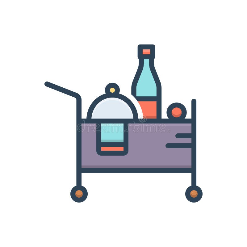 Color Illustration Icon for Room Service, Breakfast and Catering Stock ...