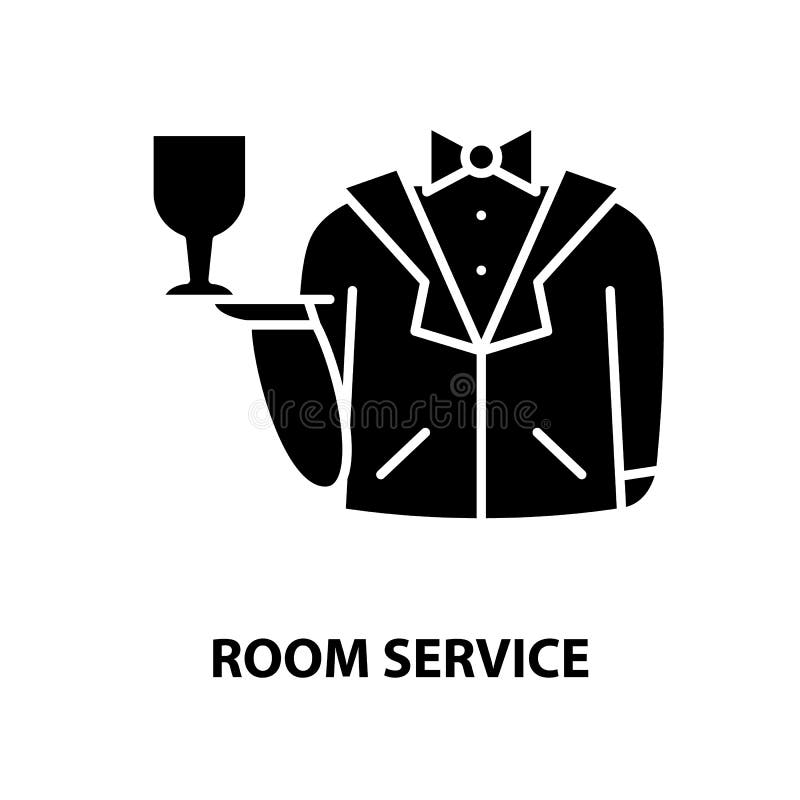 Room Service Icon, Black Vector Sign with Editable Strokes, Concept ...