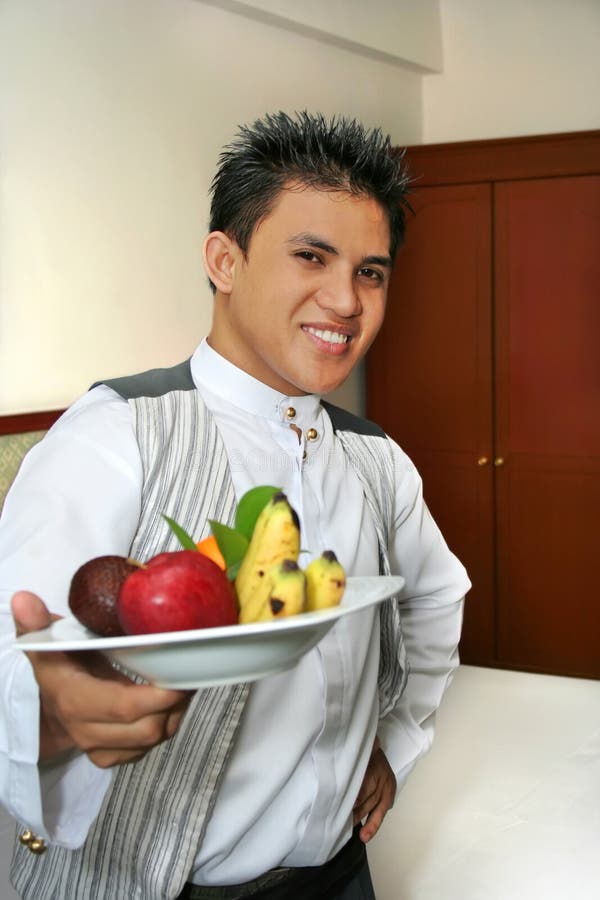 Room Service Waiter Showing Fruit Stock Photo - Image of food ...