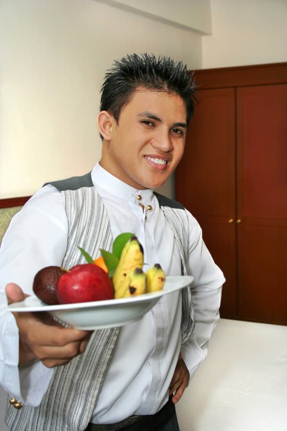 Room Service Waiter Showing Fruit Stock Photo - Image of food ...