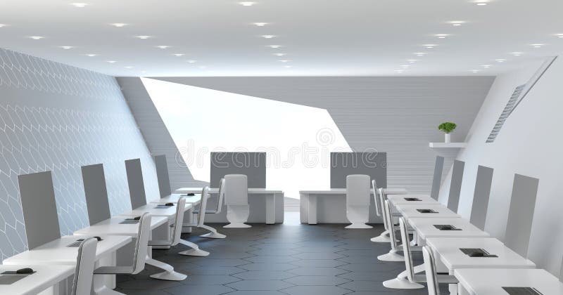 Room Simple Modern Workplace Interior 3d-illustration Stock ...