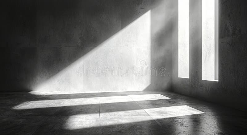 Room Space Background with a Front View of an Empty Room Illuminated by ...