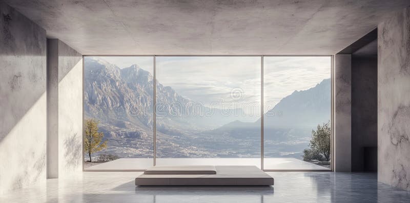 A Room with a Spacious Interior, Featuring a Stone Wall and a Large ...