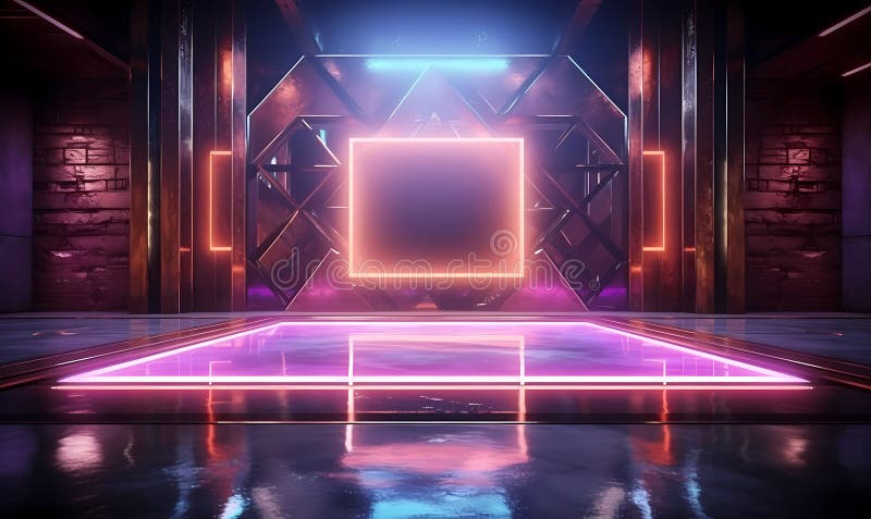 A Room with a Square Shaped Object and a Square Shaped Floor, Neon ...