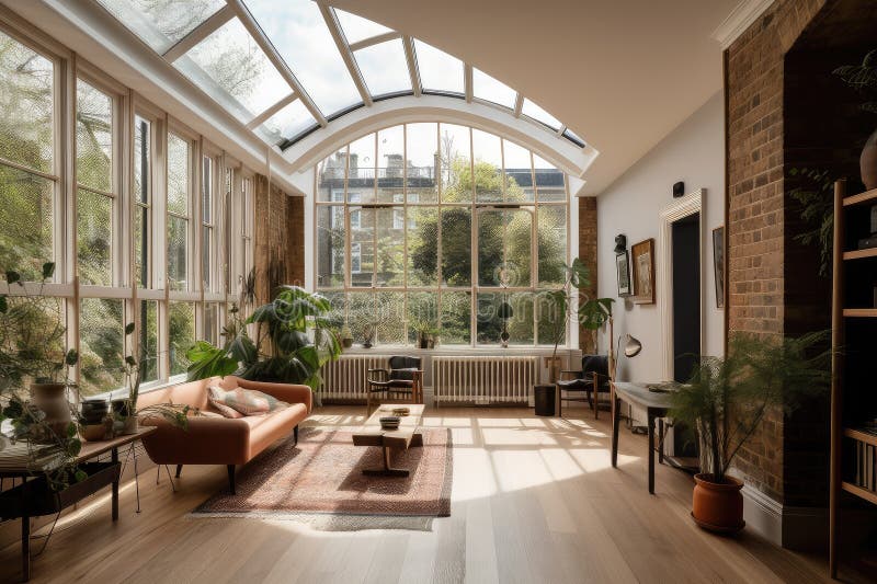 Room with Tall Windows and Skylight, Providing Bright and Airy Space ...