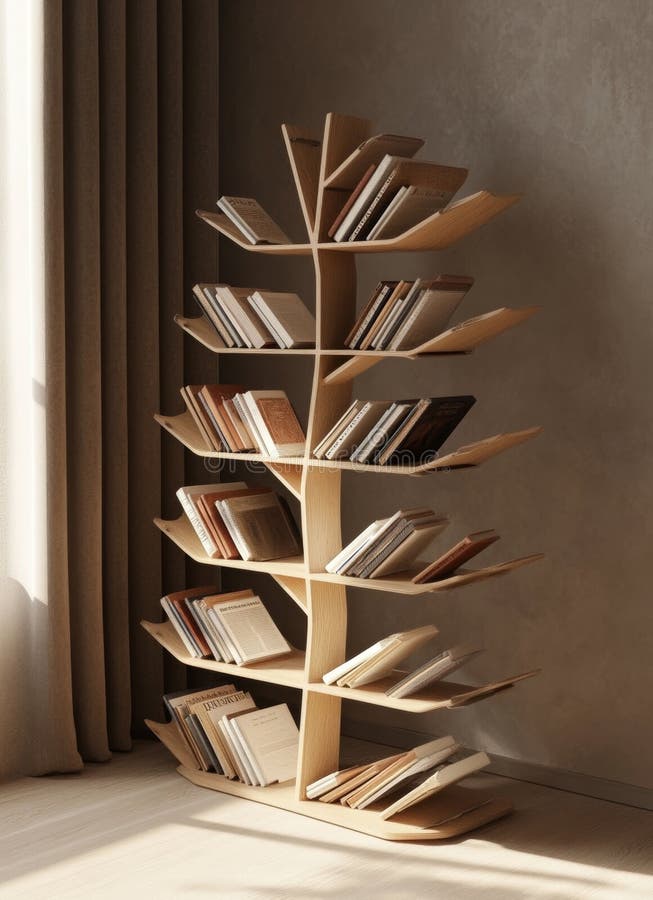 In a Room, There is Both an Image Depicting a Tree Made of Books and an ...