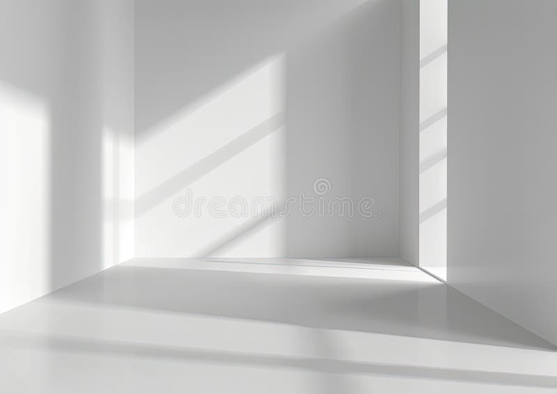 In the Room, There is a White Wall with a Window and a Shadow Cast on ...