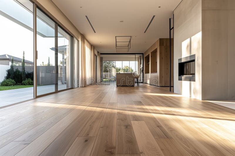 A Room with Timber Flooring, Featuring Large Windows and Ample Space ...
