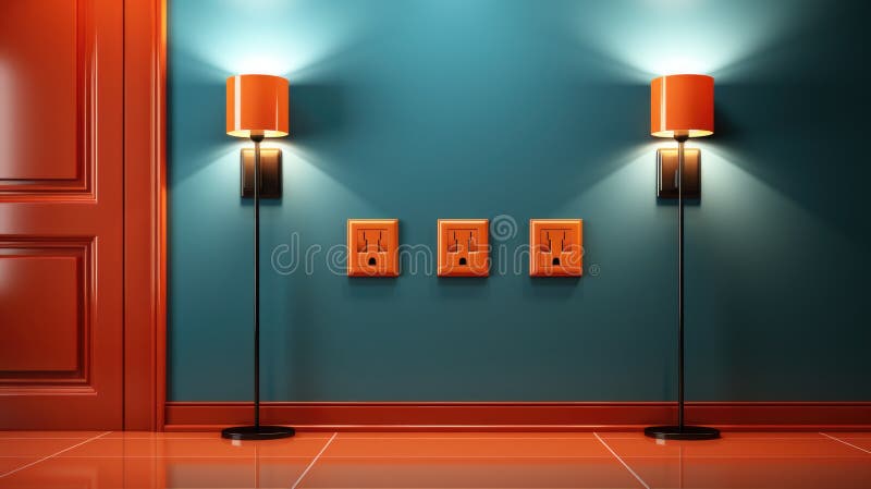 A Room with Two Lamps and a Light Switch on the Wall. Generative AI ...