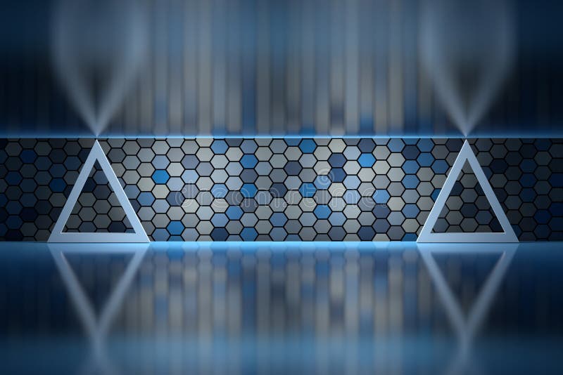 Room with Two Triangualr Pillars and Hexagonal Wall Pattern Stock ...