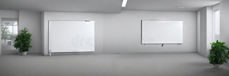 A Room with Two Whiteboards and Plants Stock Illustration ...
