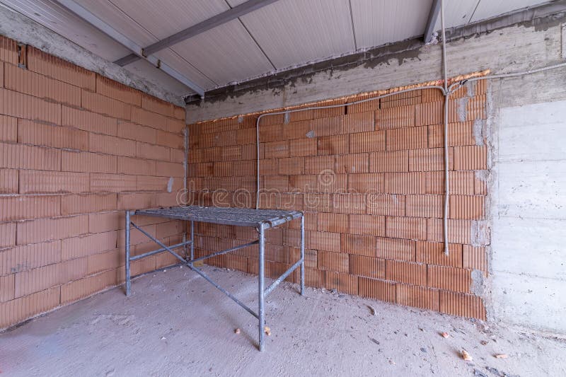 Room is Under Renovation or Under Construction. Scaffolding in the ...